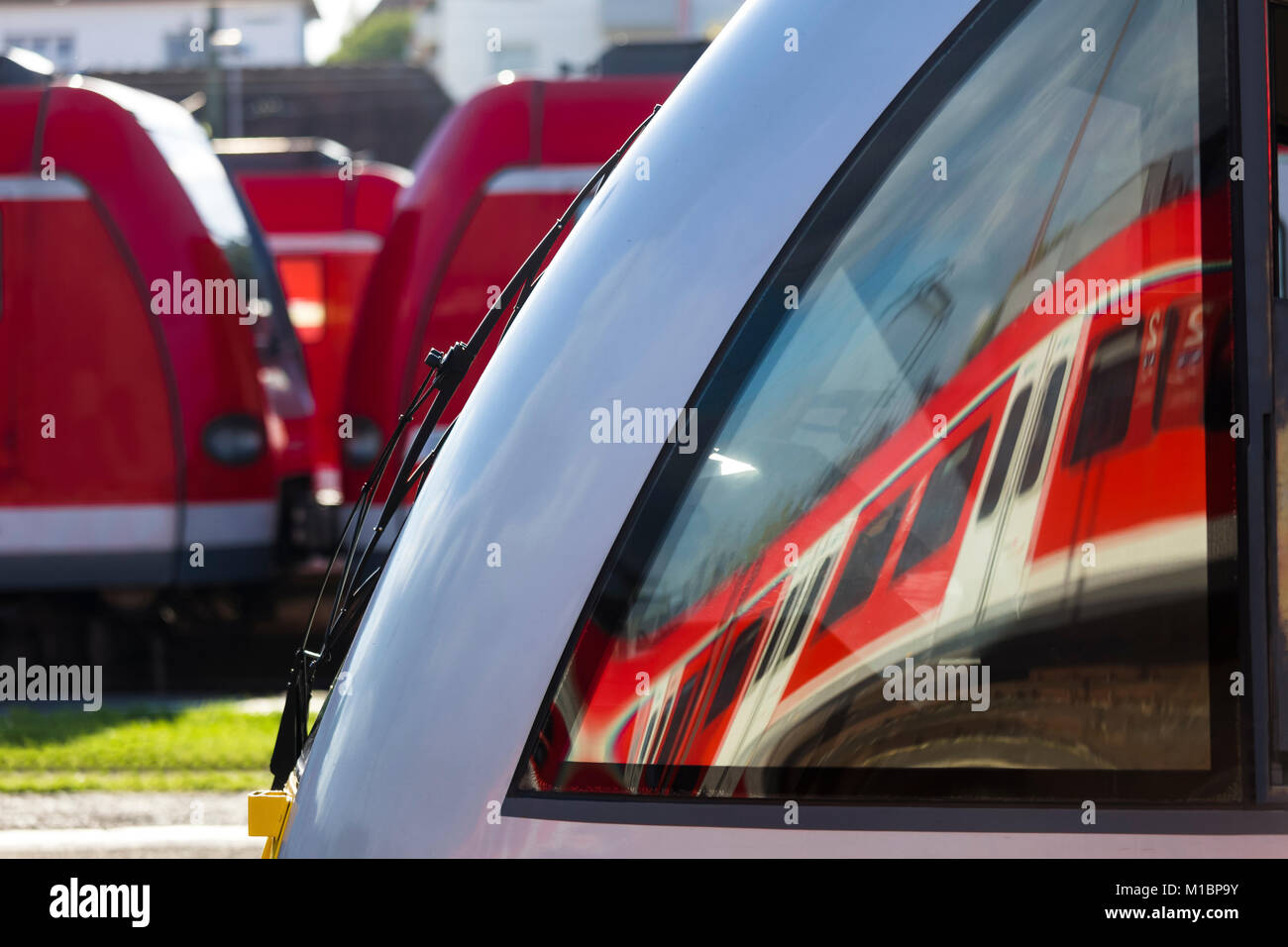 passenger train mirror reflection Stock Photo - Alamy