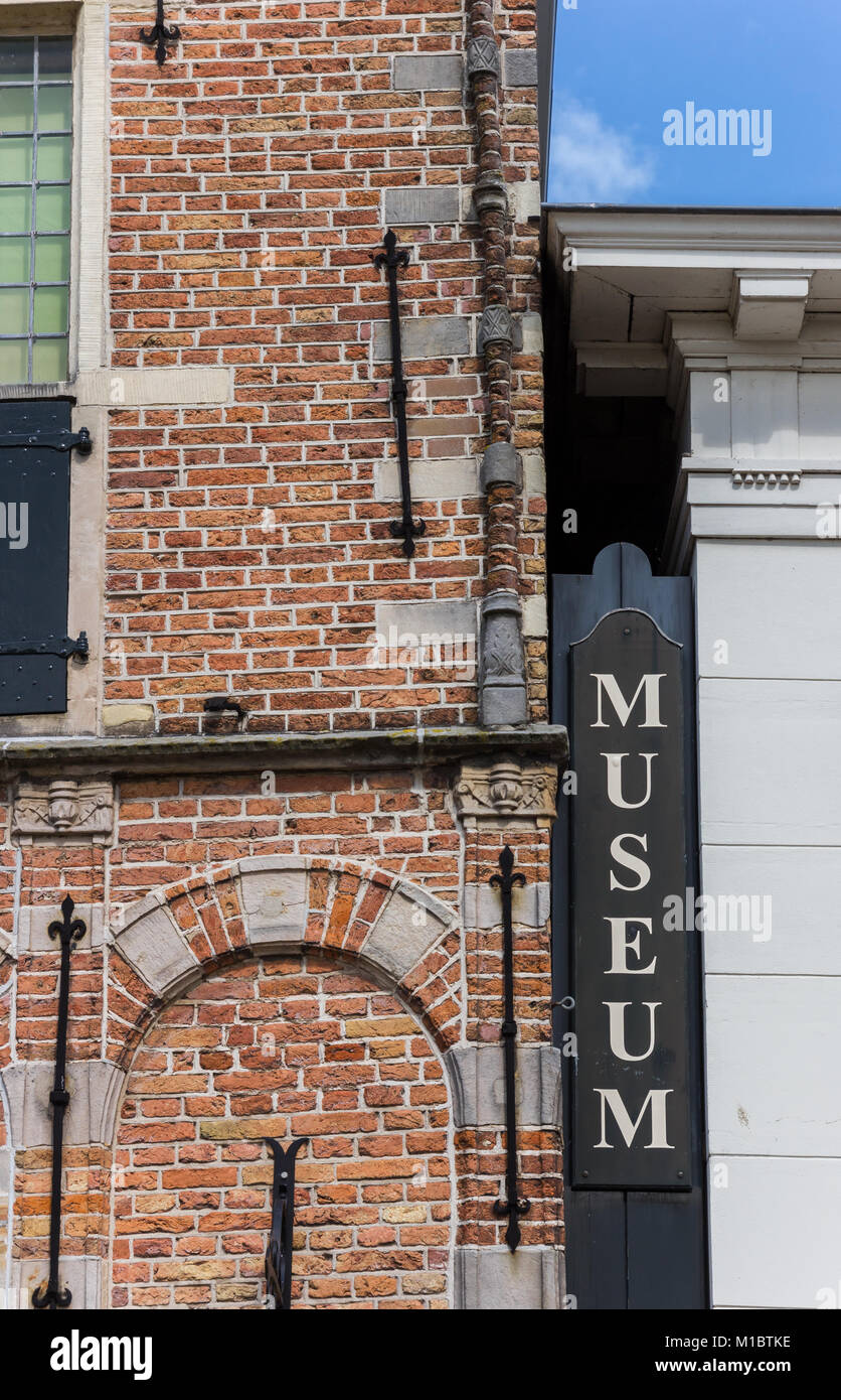 Wooden sign at the facade of the museum in Edam, Netherlands Stock ...