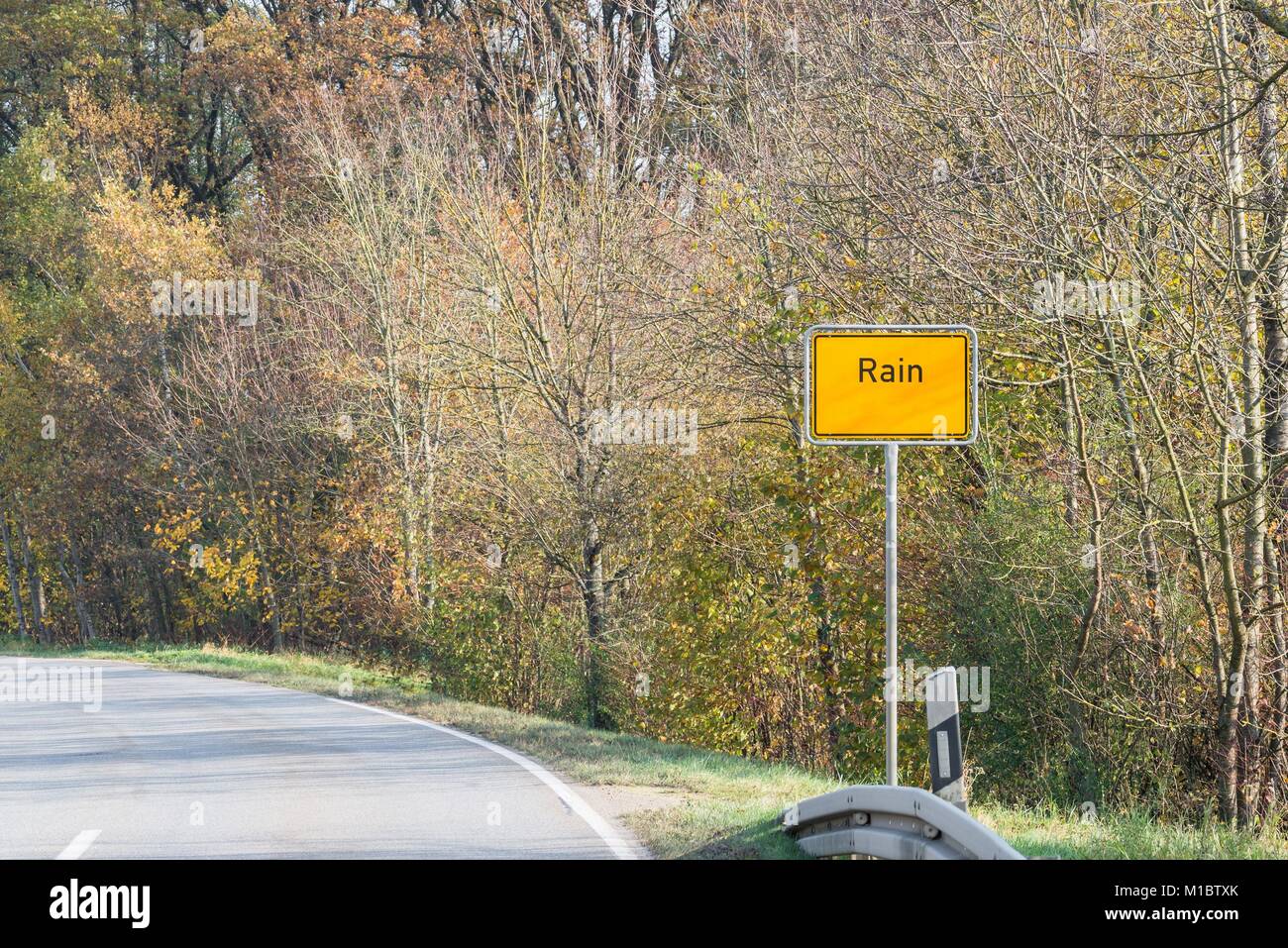 Town sign with the word rain, Bavaria, Germany Stock Photo - Alamy