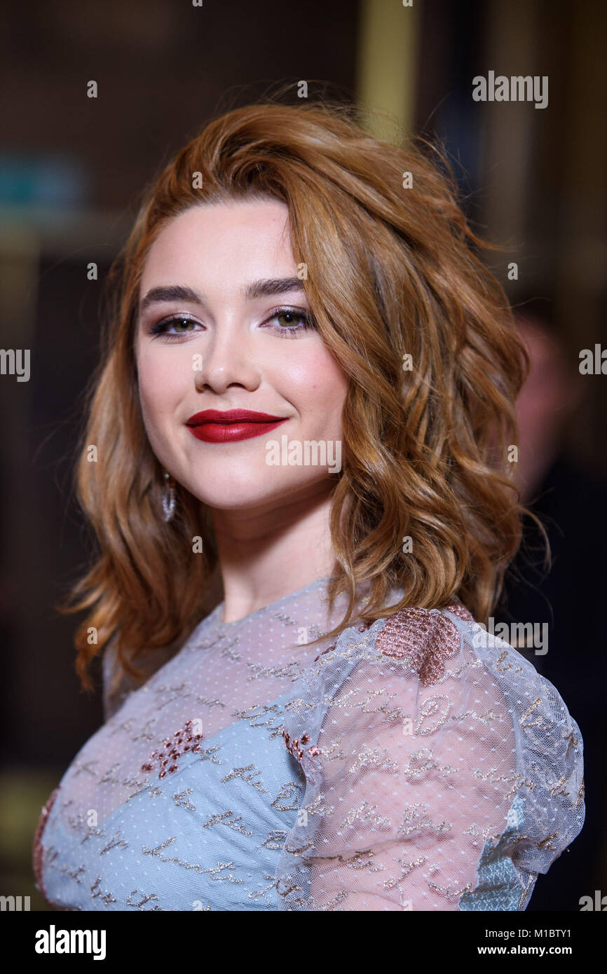 Florence Pugh arriving at the London Film Critics Circle Awards 2017 ...