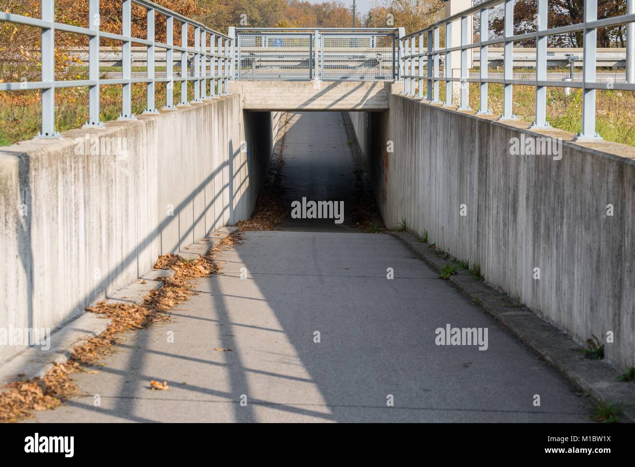 Pedestrian walker and bicycle underpass, Germany Stock Photo - Alamy