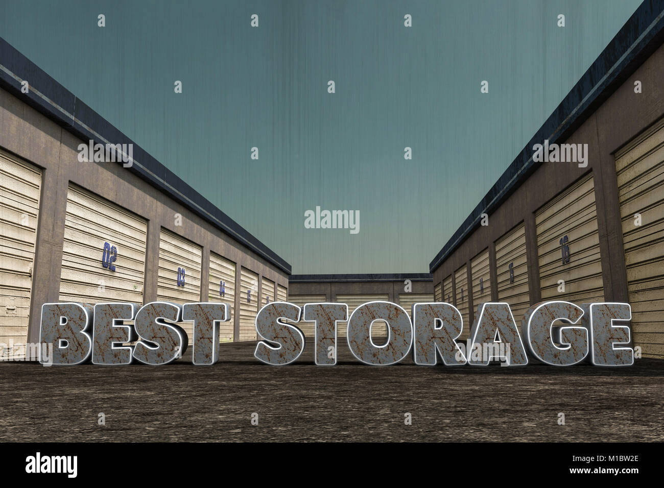 3d illustration of self storage units Stock Photo - Alamy