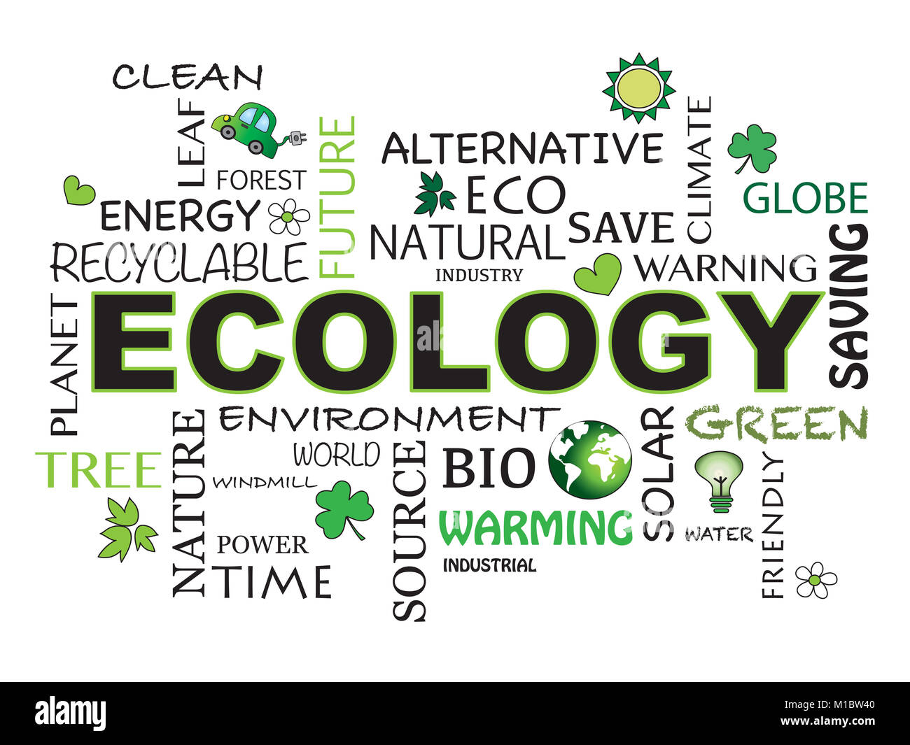ecology word concept illustration with icons Stock Photo - Alamy