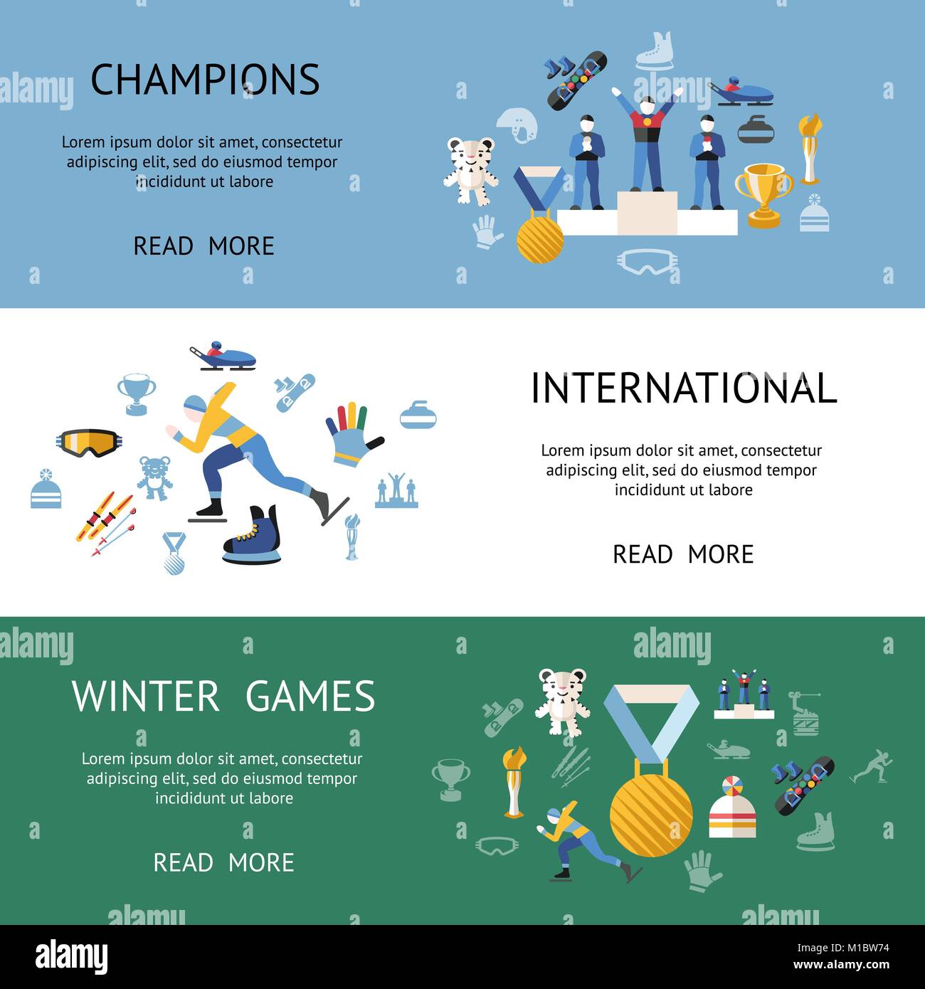 Digital vector winter games objects color simple flat icon set ...