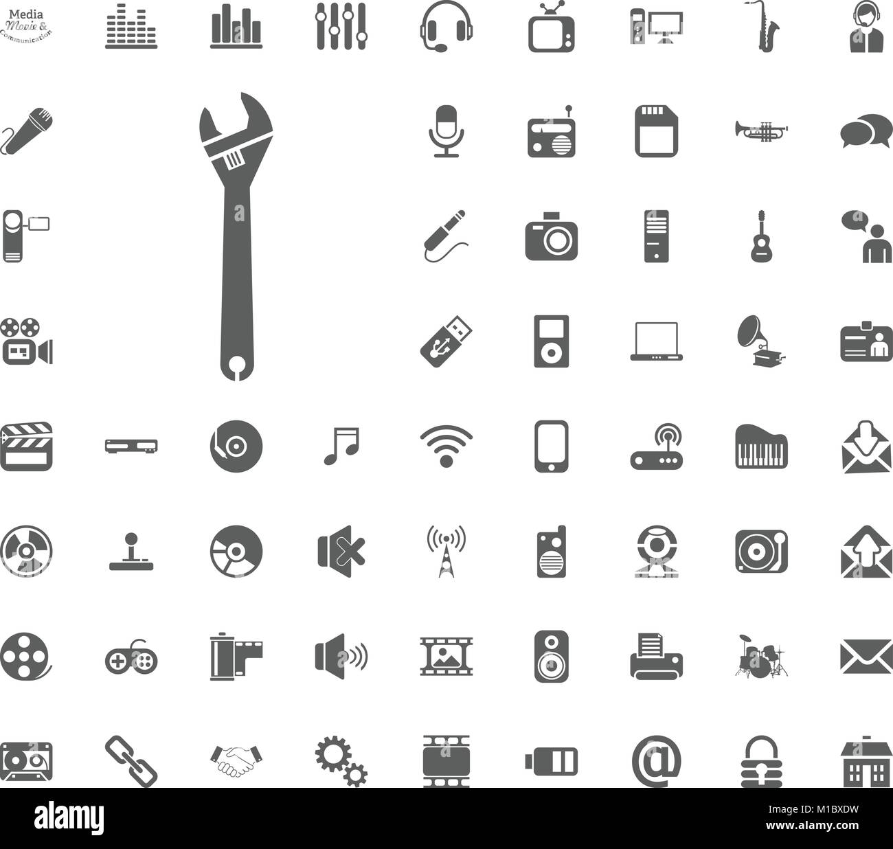 Wrench icon. Media, Music and Communication vector illustration icon ...
