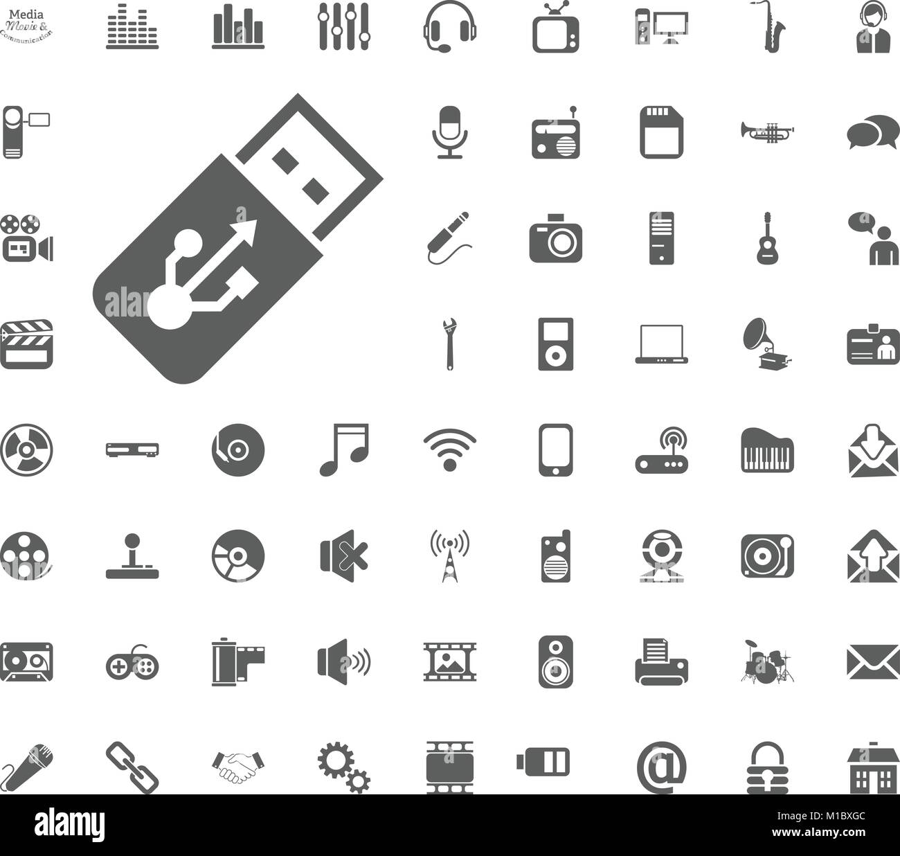 USB icon. Media, Music and Communication vector illustration icon set ...