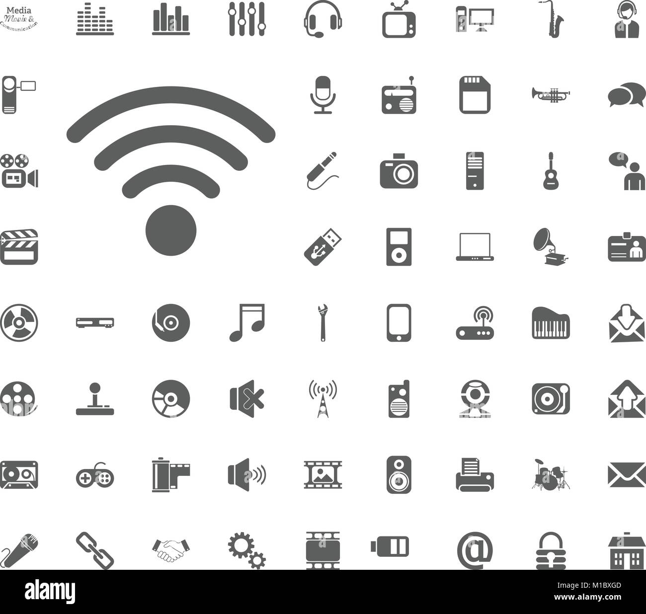 Wi-Fi icon. Media, Music and Communication vector illustration icon set ...