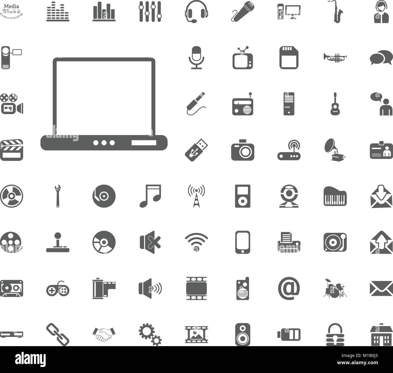 Notebook, Laptop icon. Media, Music and Communication vector ...