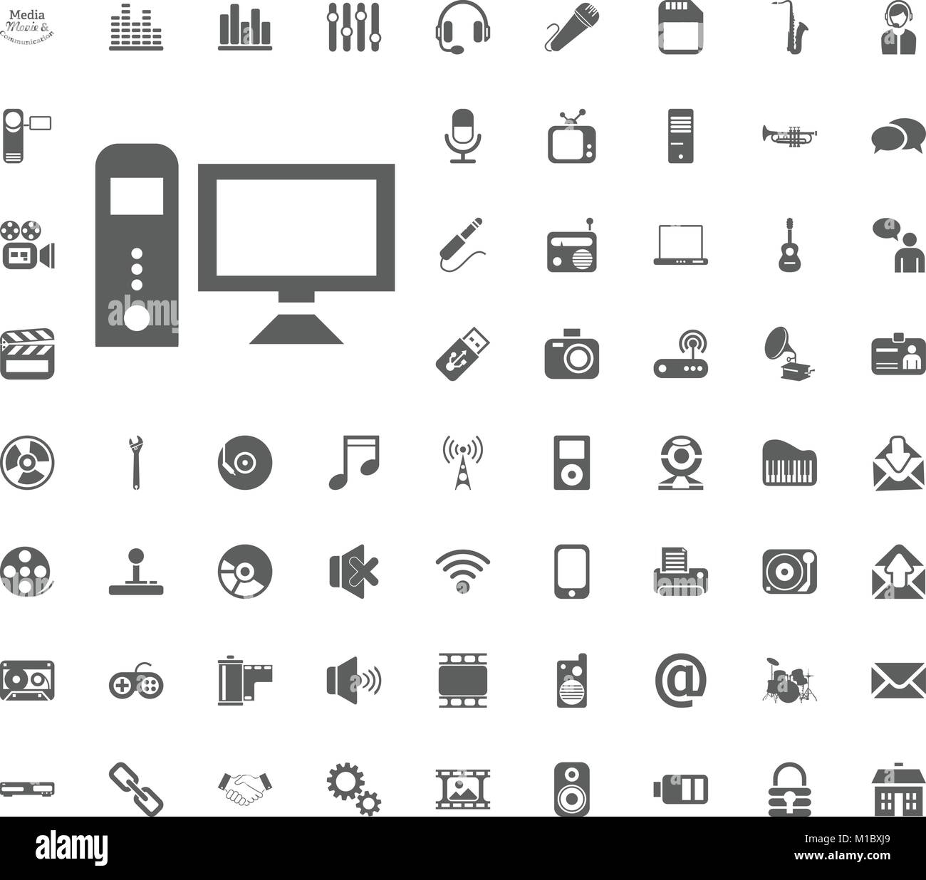 PC icon. Media, Music and Communication vector illustration icon set ...