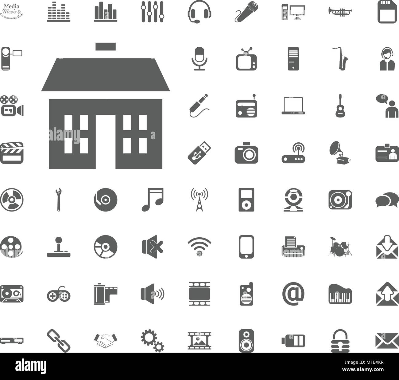 Home, Building, Apartment icon. Media, Music and Communication vector ...