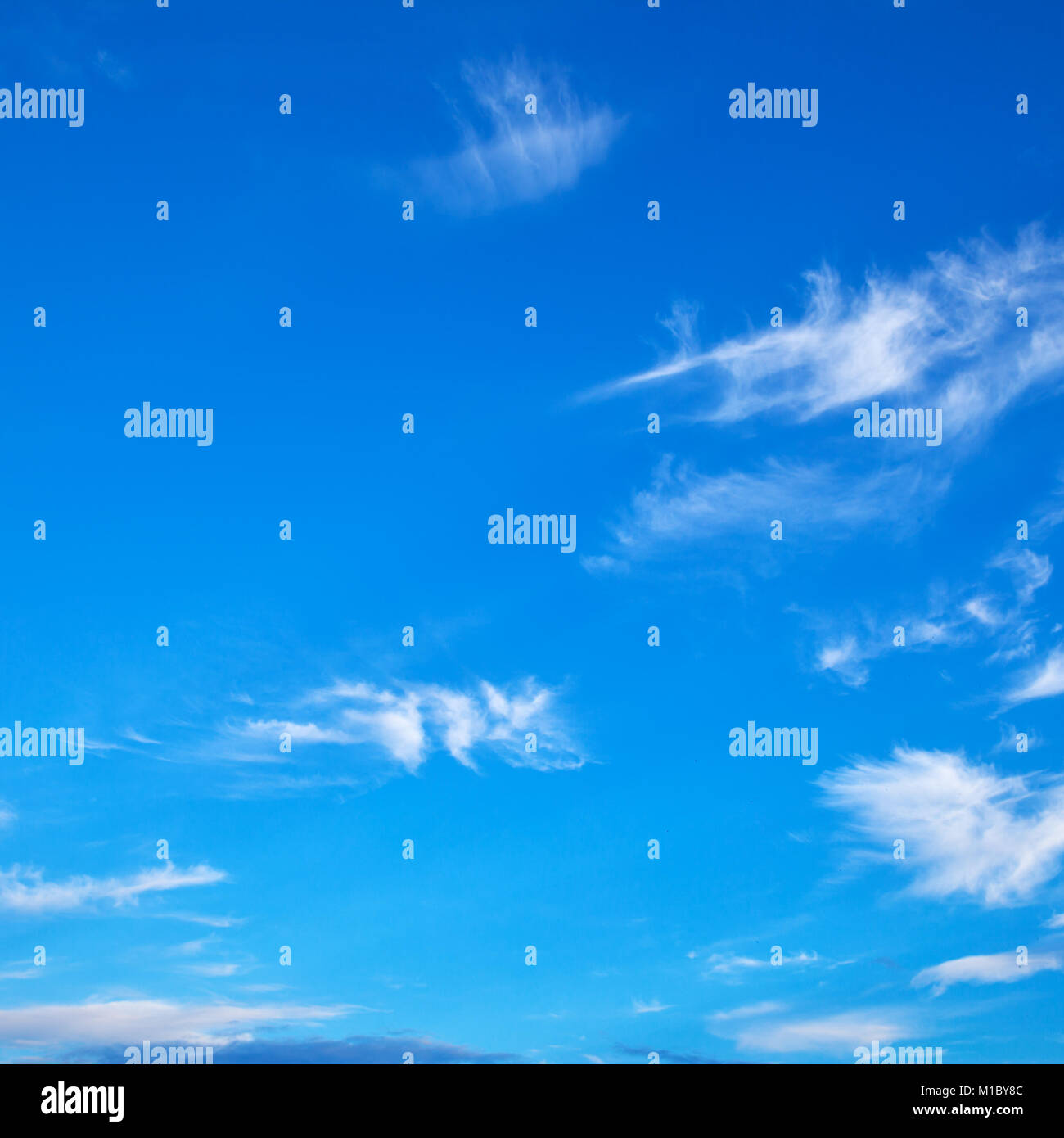 Blue sky with light clouds, may be used as background. Square cropping ...