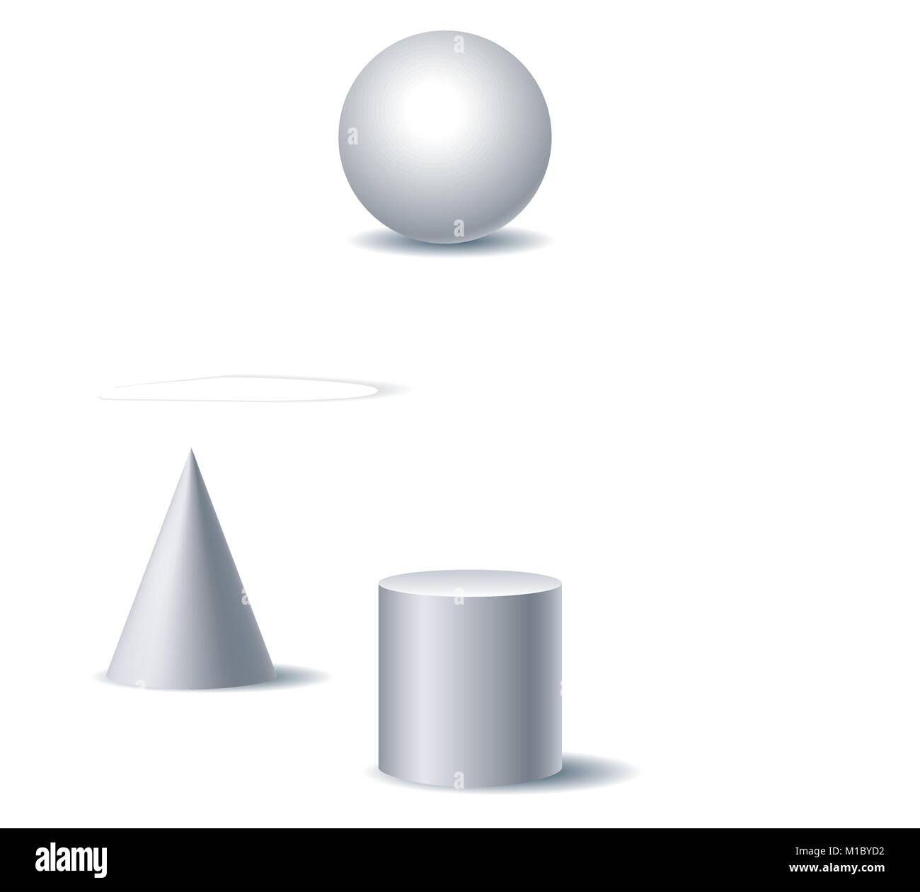 Geometric 3d figures. White basic shapes of geometry on white ...