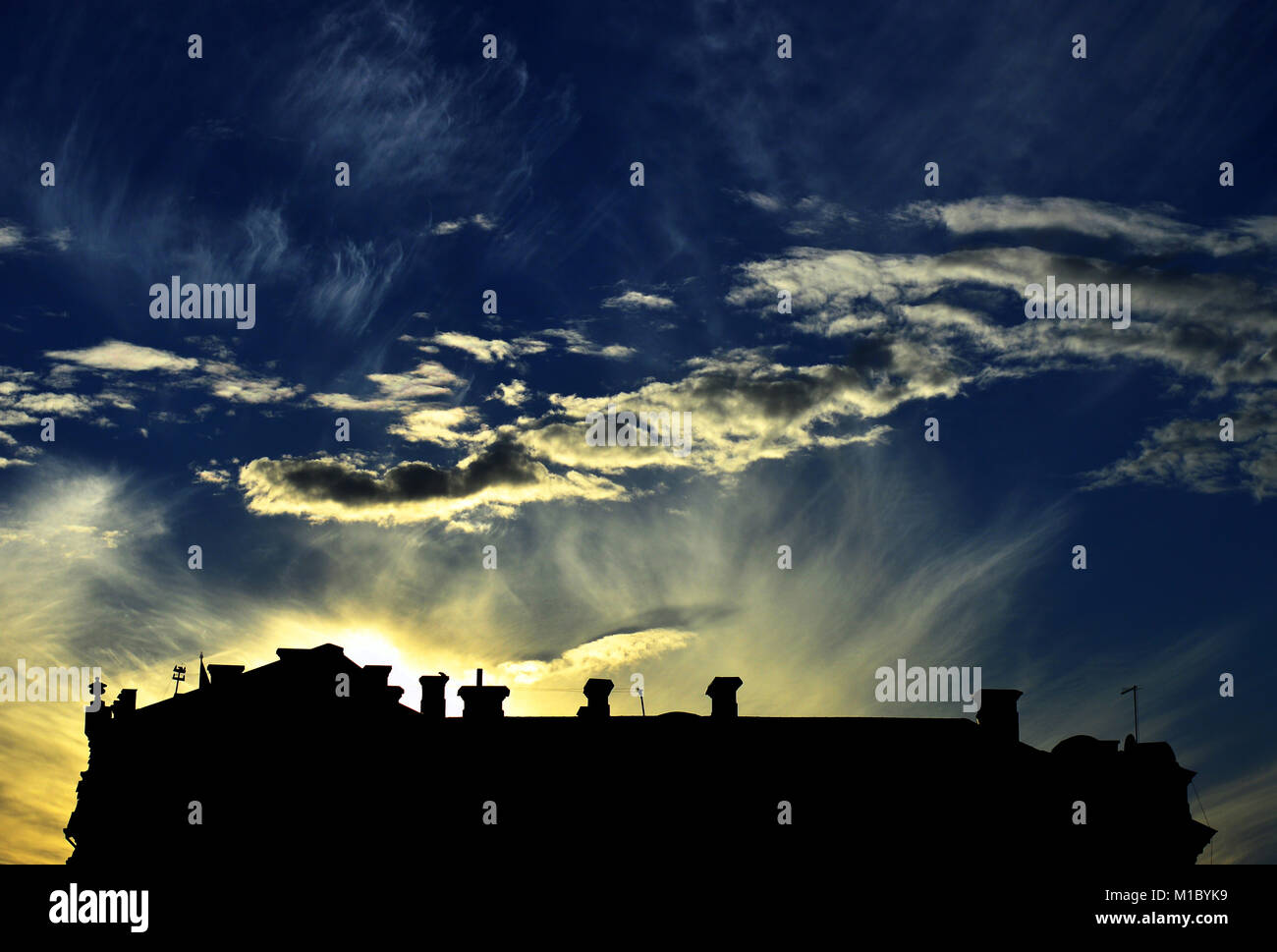 Beautiful yellow sunset Stock Photo - Alamy
