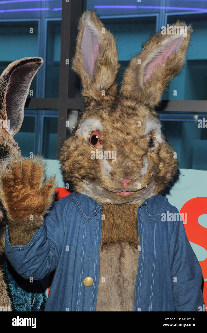 New York, United States. 28th Jan, 2018. Peter Rabbit character attends ...