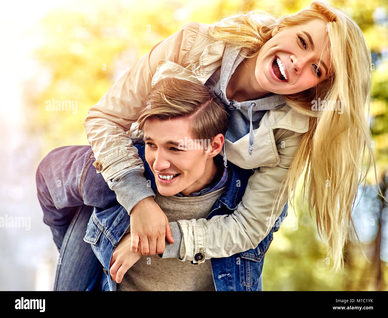 Spring couple walking park. Summer friends walk outdoor Stock Photo - Alamy