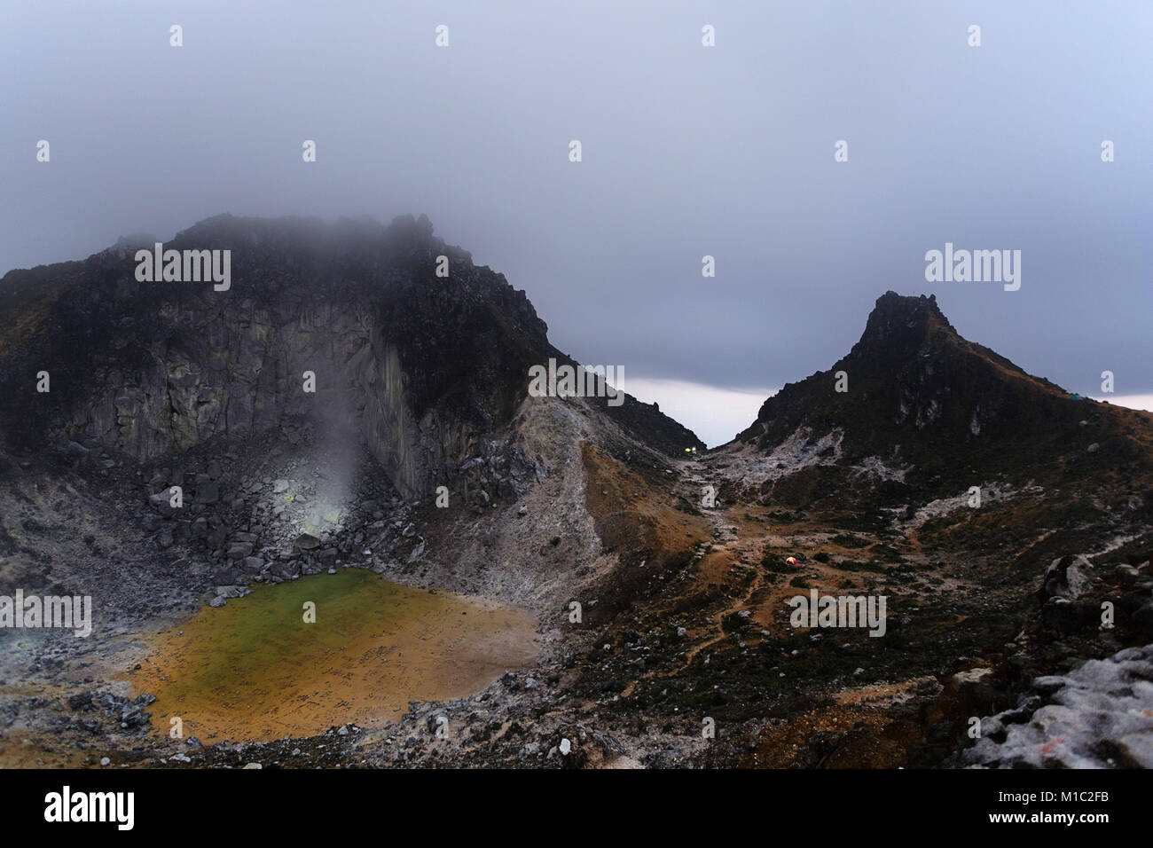 Sibayak volcano at sunrise. Berastagi, northern Sumatra. Indonesia ...