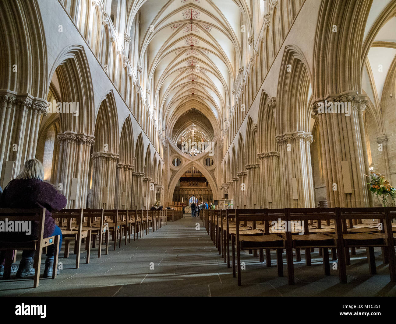 Interior view of Wells Cathedral Stock Photo - Alamy