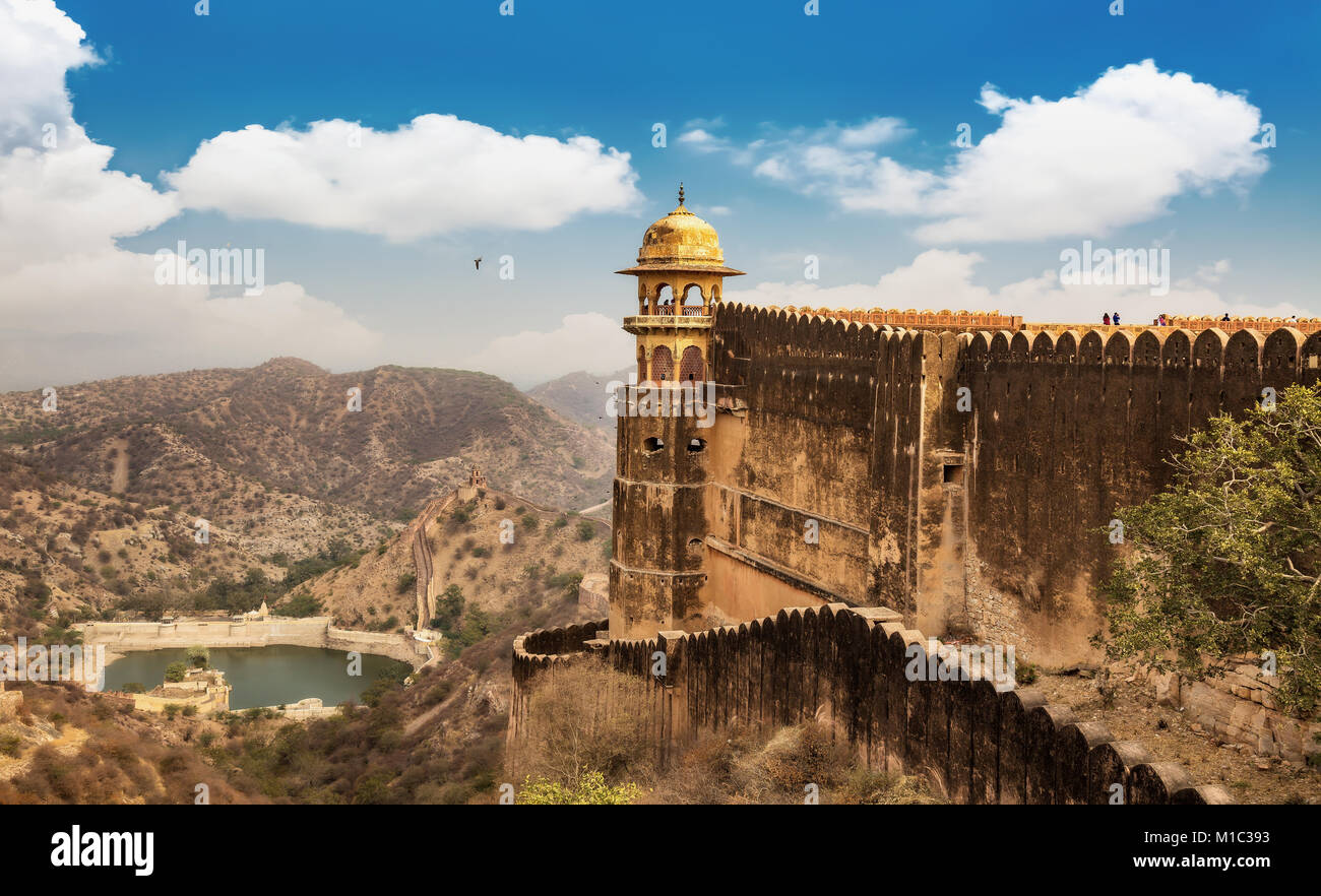 Jaigarh Fort at Jaipur Rajasthan with aerial view of Jaipur city ...