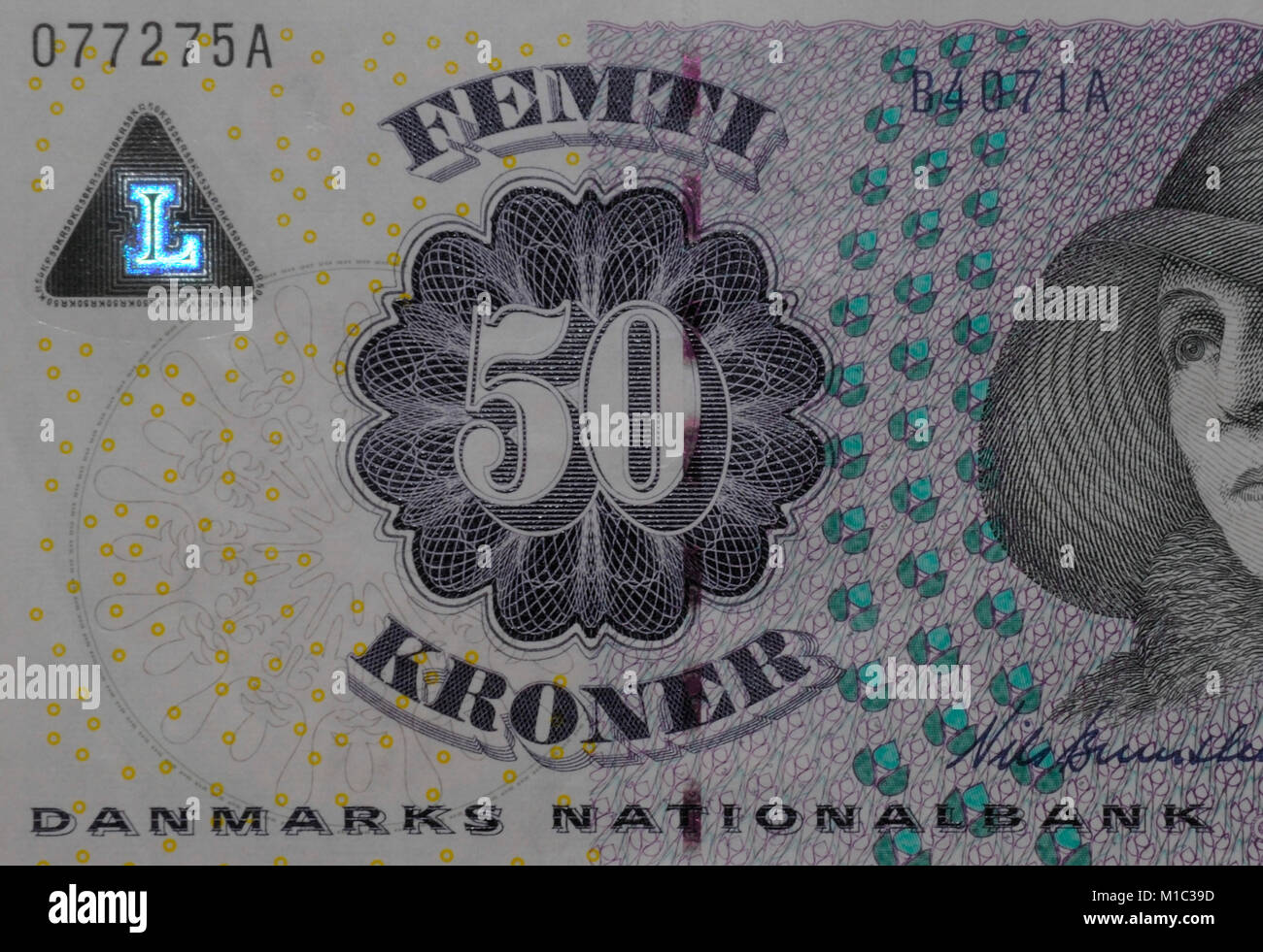 Denmark Fifty 50 Kroner Bank note Stock Photo - Alamy