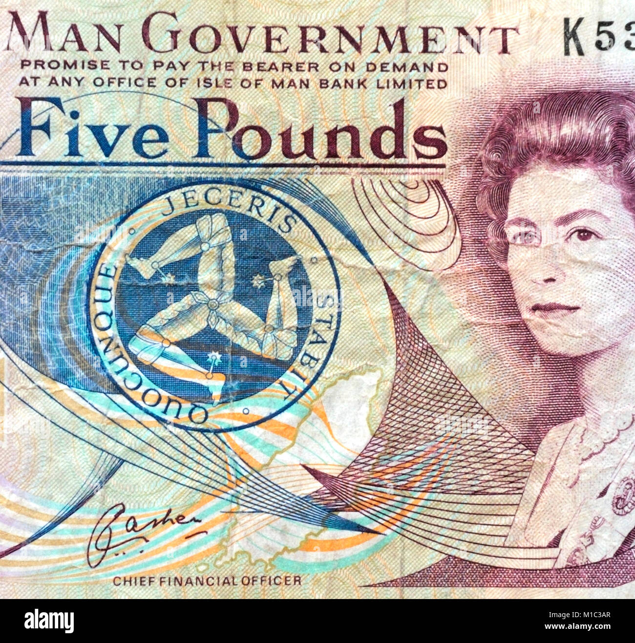 Isle of Man Five 5 Pounds Bank Note Stock Photo - Alamy
