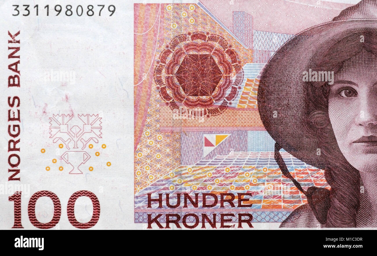 Norway One hundred 00 Kroner Bank note Stock Photo - Alamy