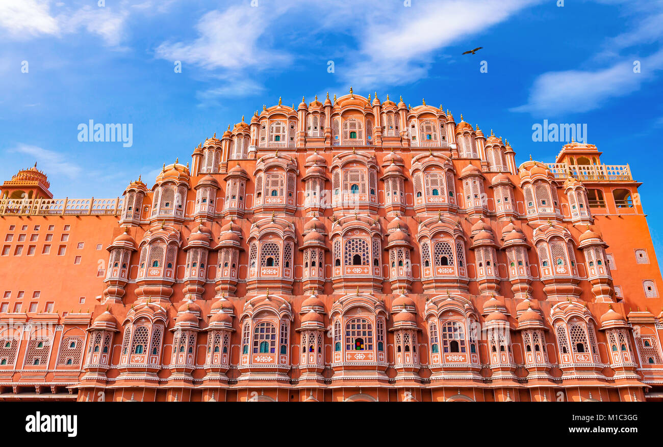 Hawa Mahal royal palace Jaipur Rajasthan constructed with red and pink ...