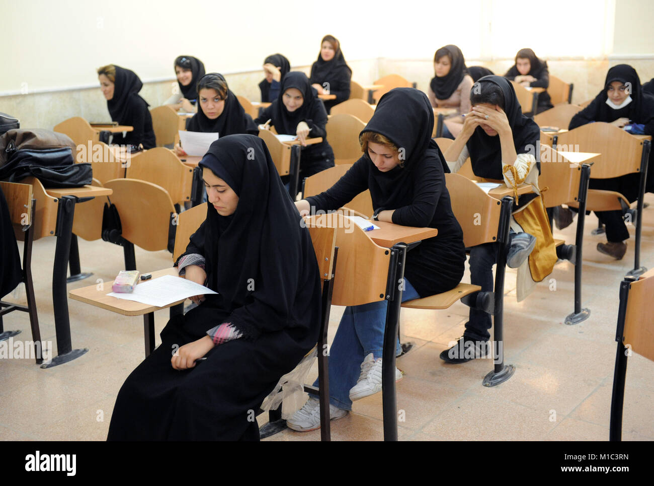 Iranian women students at the Shahid Chamran University in Ahvaz city ...