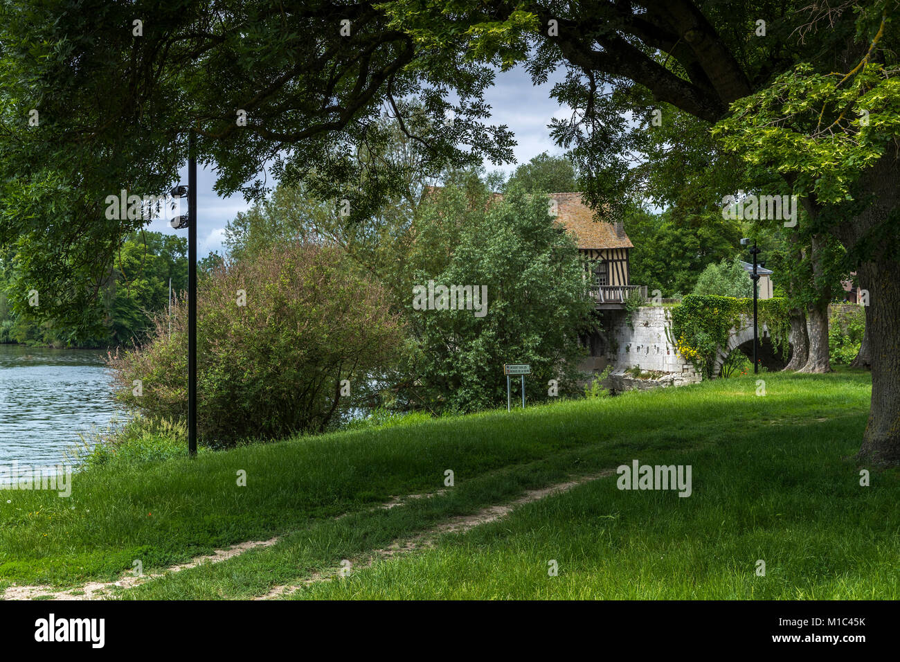 Le Vieux Moulin on a Medieval Bridge across the River Seine, Vernon ...