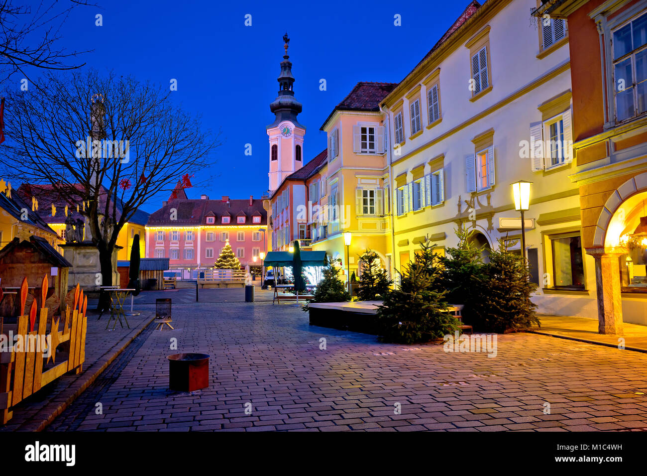 Bad Radkersburg street evening advent view, Steiermark region of ...