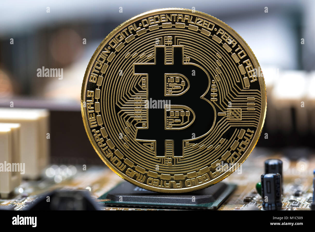 bitcoin on an computer motherboard Stock Photo - Alamy