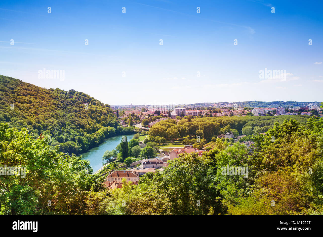 Aerial view of Besancon landscape with the Doubs River in summer Stock ...