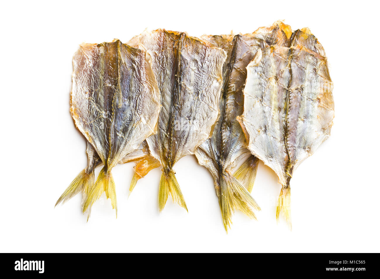 Dried salted fish isolated on white background Stock Photo - Alamy