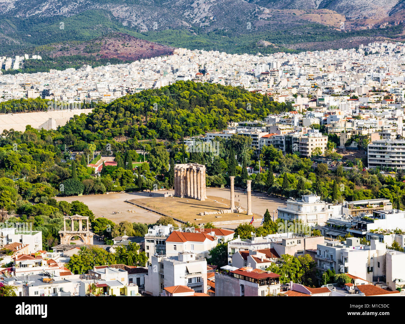 Temple of the Olympian Zeus at Athens, Greece - view from Acropolis ...
