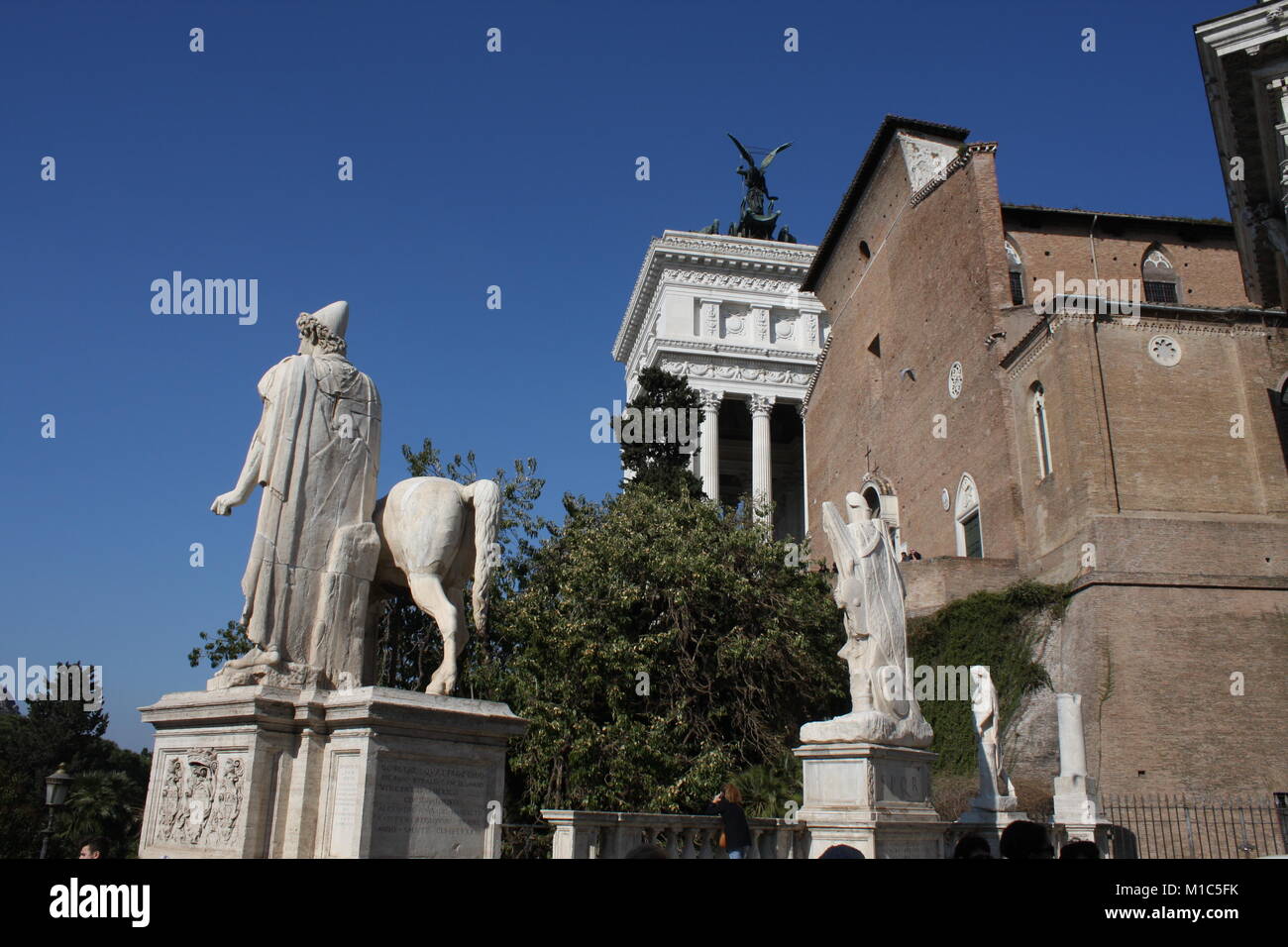 Piazza del Campidoglio - Statue of Castor at the Cordonata stairs in ...