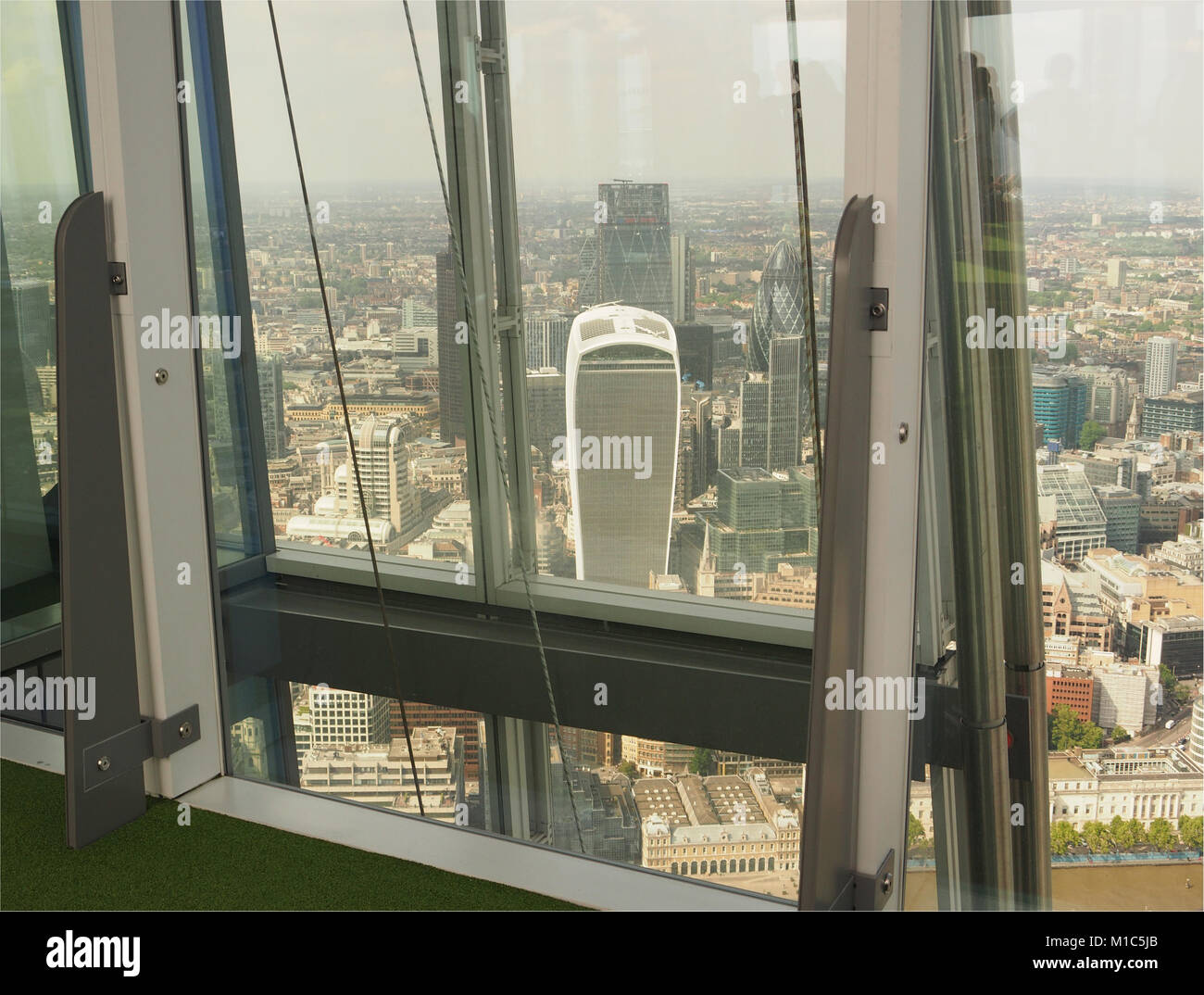 A view from the top viewing floor of The Shard, London, looking across ...