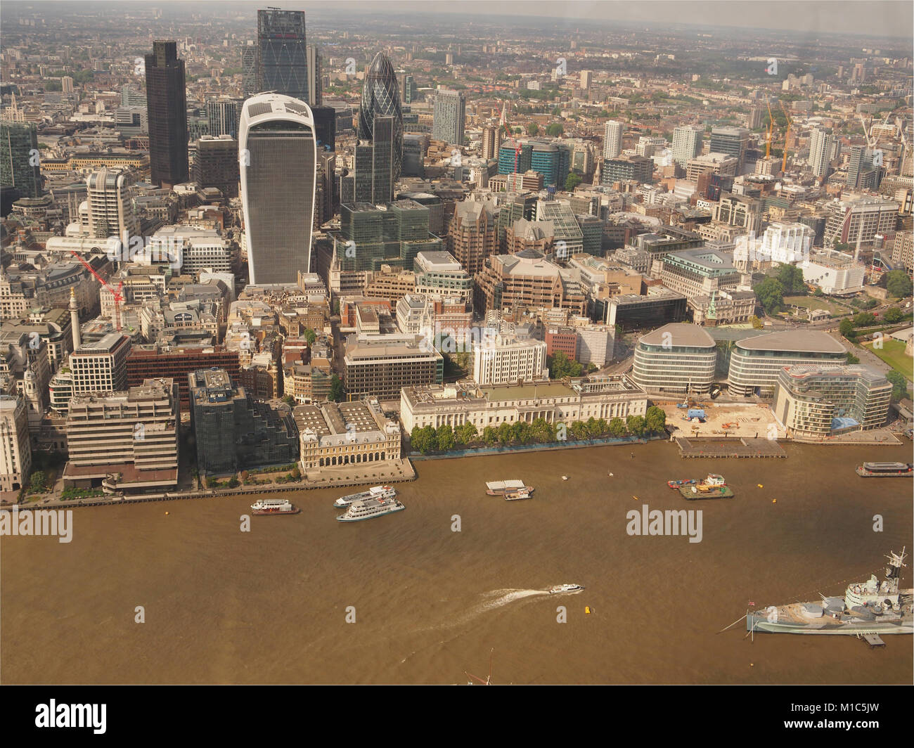 A view from the top viewing floor of The Shard, London, looking across ...