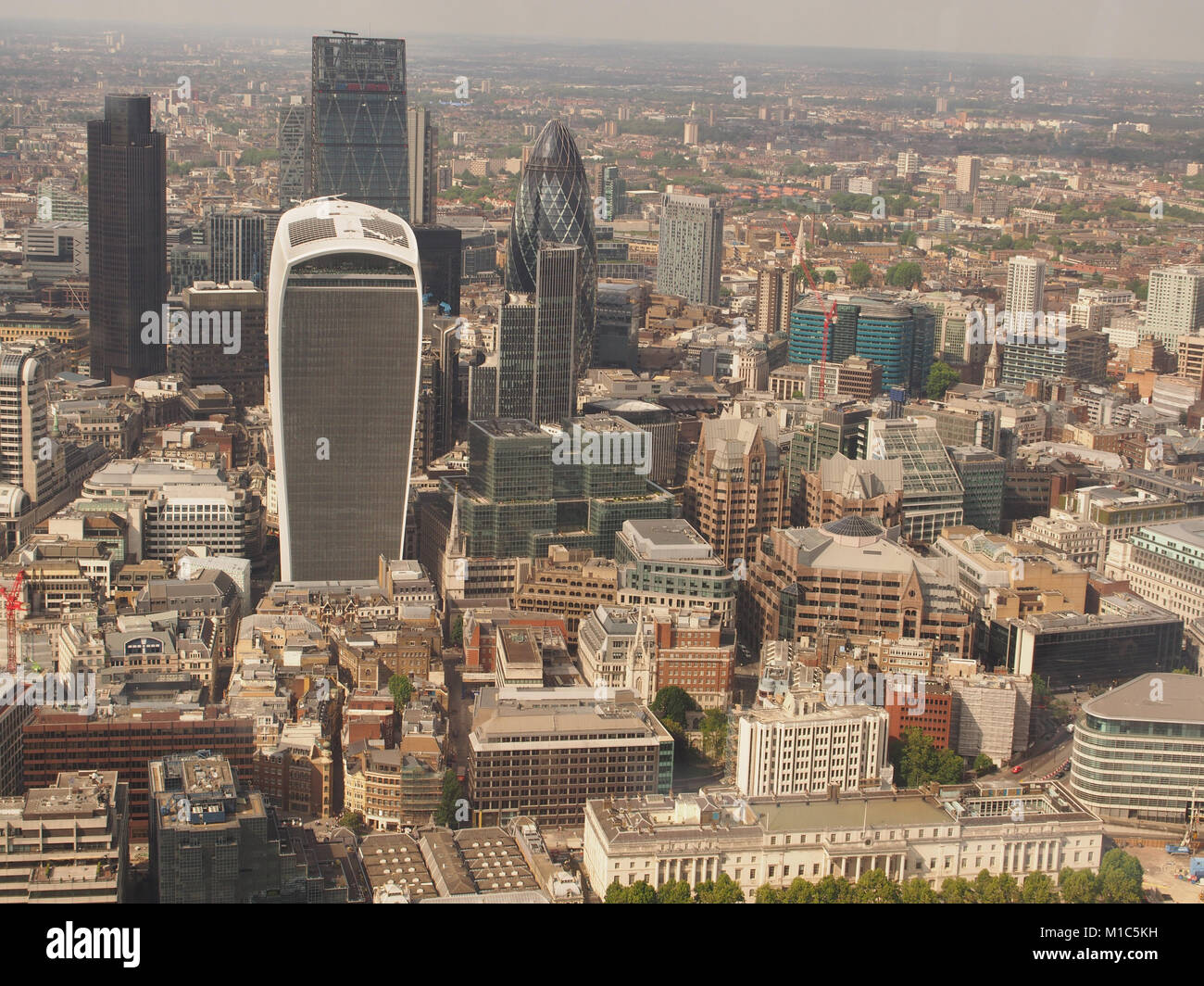 A view from the top viewing floor of The Shard, London, looking across ...