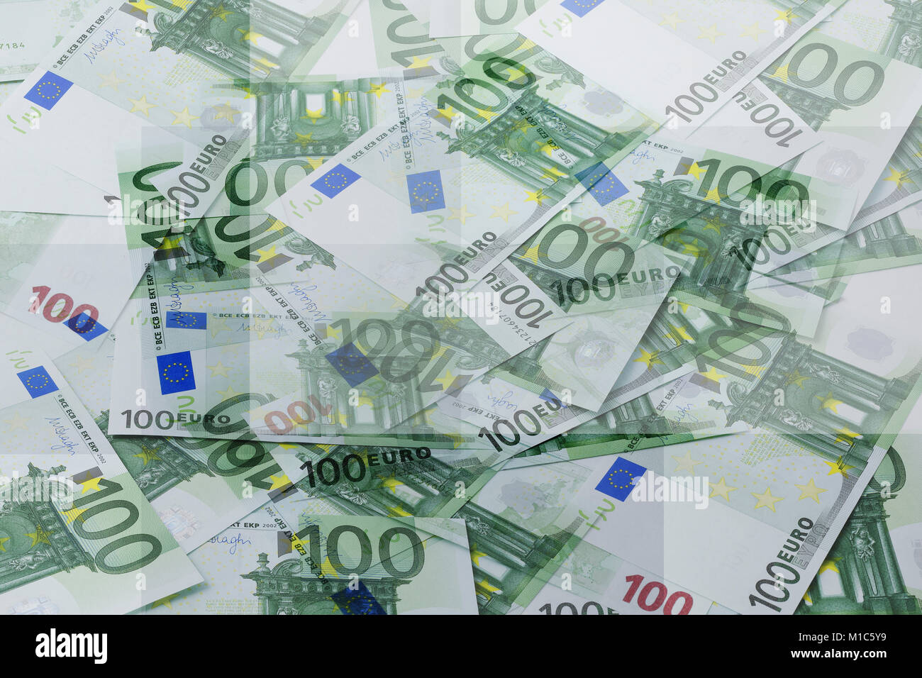 Group of 100 euro notes. Abstract background Stock Photo - Alamy