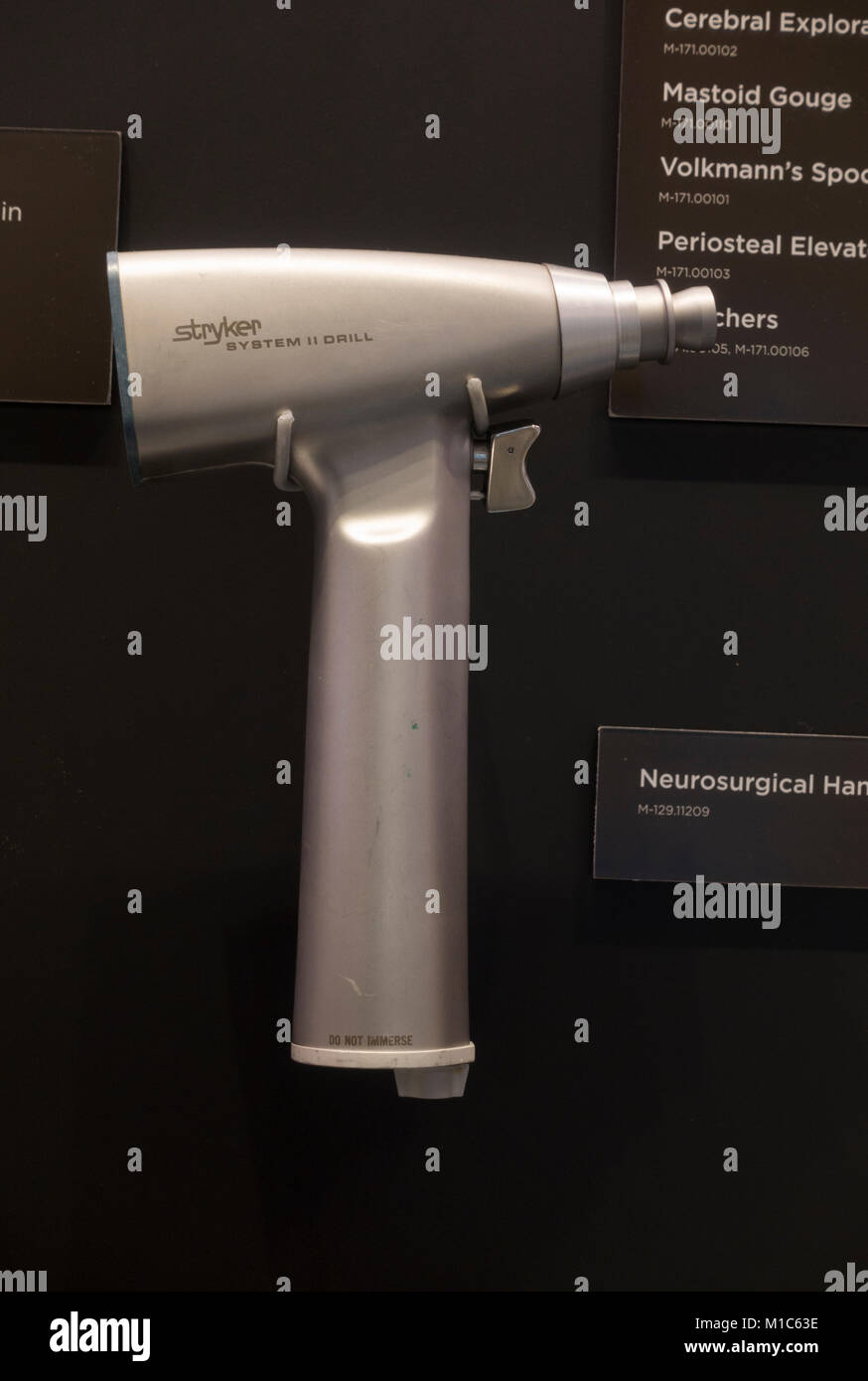 A neurosurgical hand drill (Stryker system II drill) on display in the ...