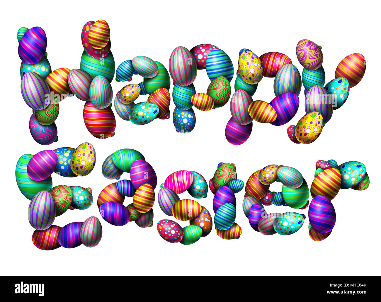 Happy easter text isolated on a white background as a spring ...