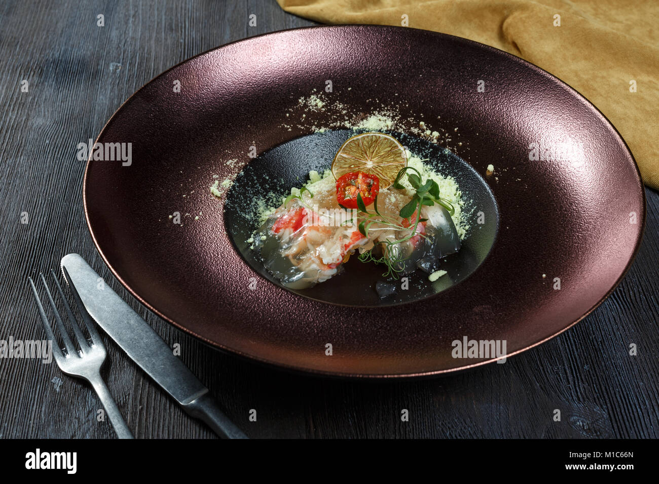 National cuisine. Russian traditional dish - Holodets. Homemade jellied ...