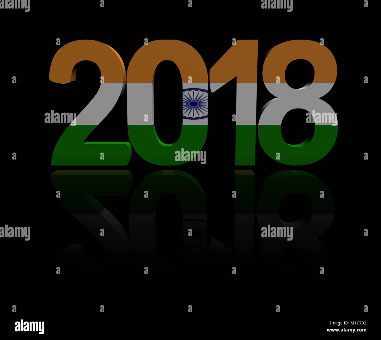 2018 text with Indian flag 3d illustration Stock Photo - Alamy