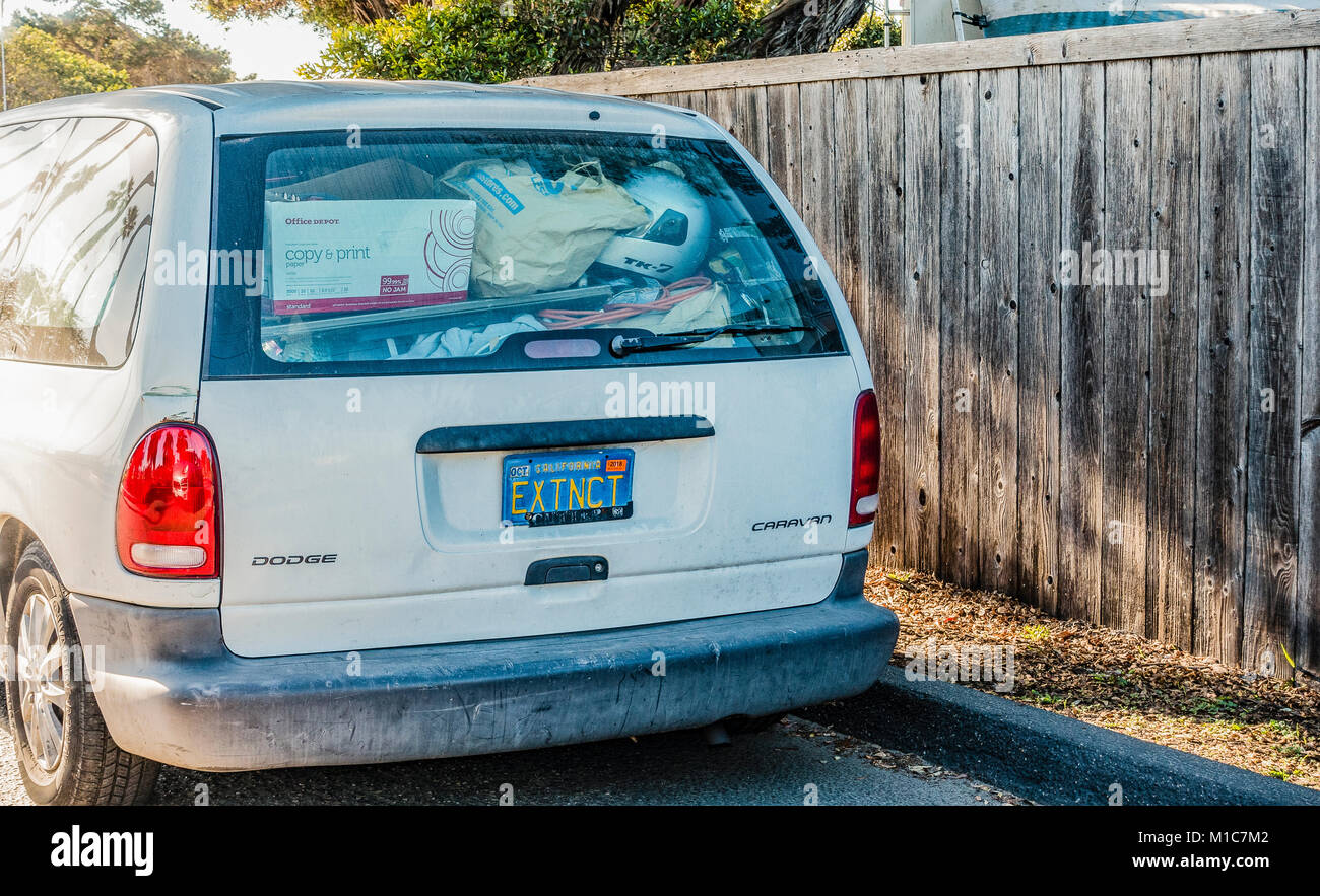 A Dodge van stuffed with the worldly goods of a homeless person living ...