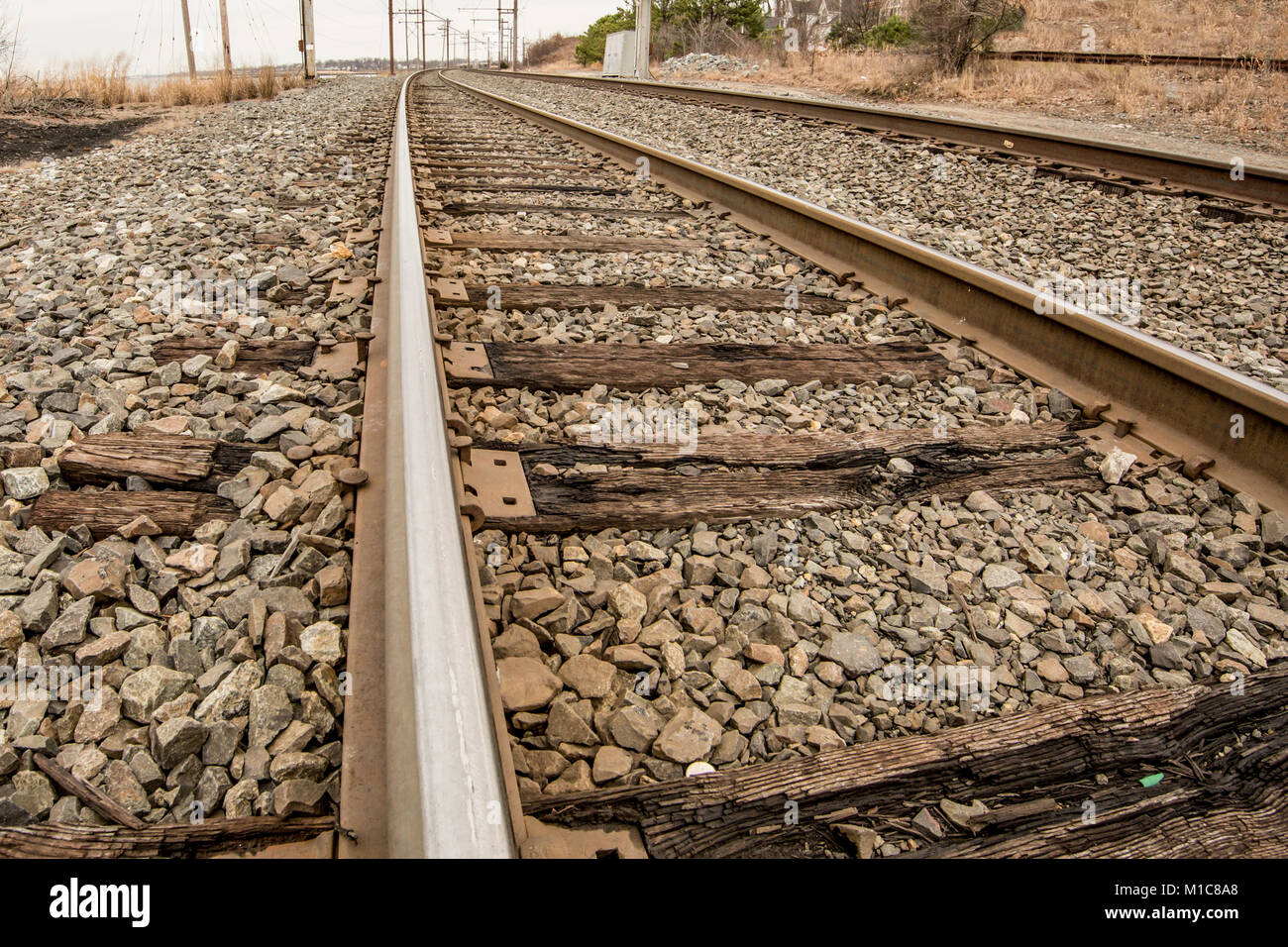 Railroad tracks, rails, fasteners, railroad ties and ballast Stock ...