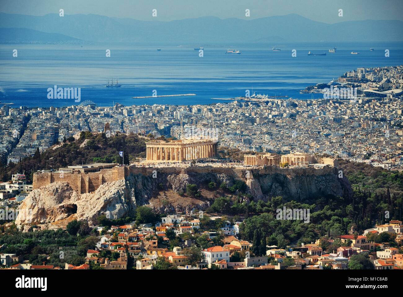 Athens cityscape with Acropolis viewed from above, Greece Stock Photo ...