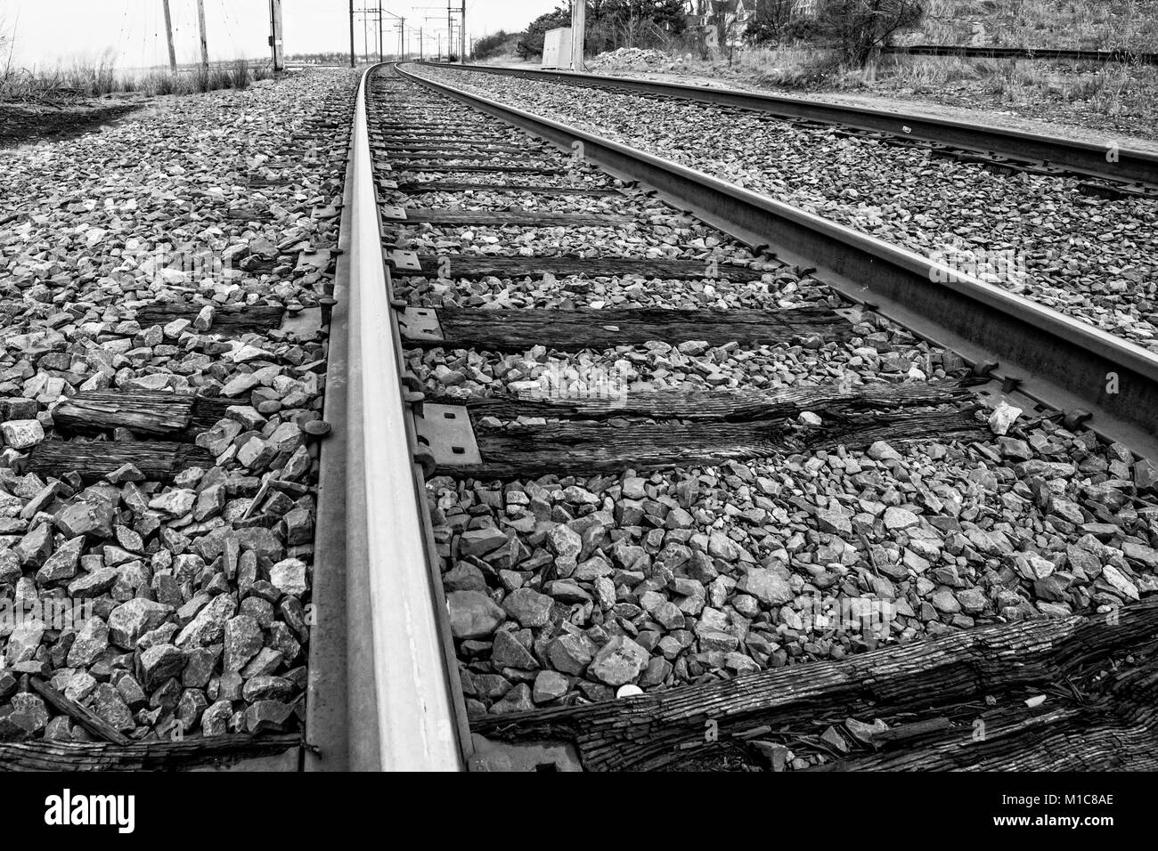 Railroad tracks, rails, fasteners, railroad ties and ballast Stock ...