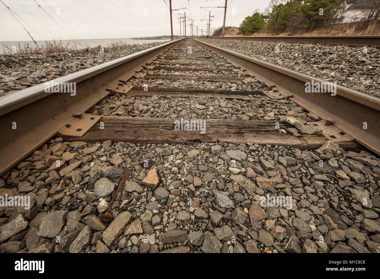 Railroad tracks, rails, fasteners, railroad ties and ballast Stock ...