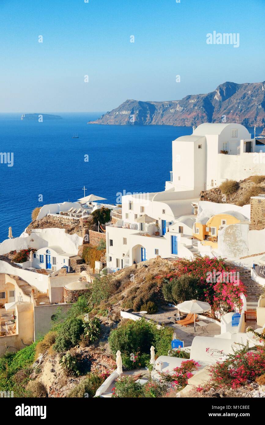 Santorini skyline with buildings in Greece Stock Photo - Alamy