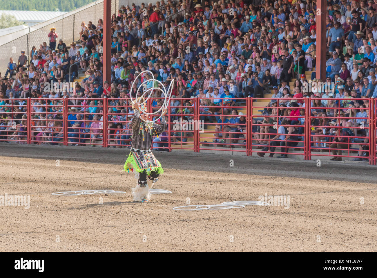 Three time world champion Alex Wells performs a traditional hoop dance ...