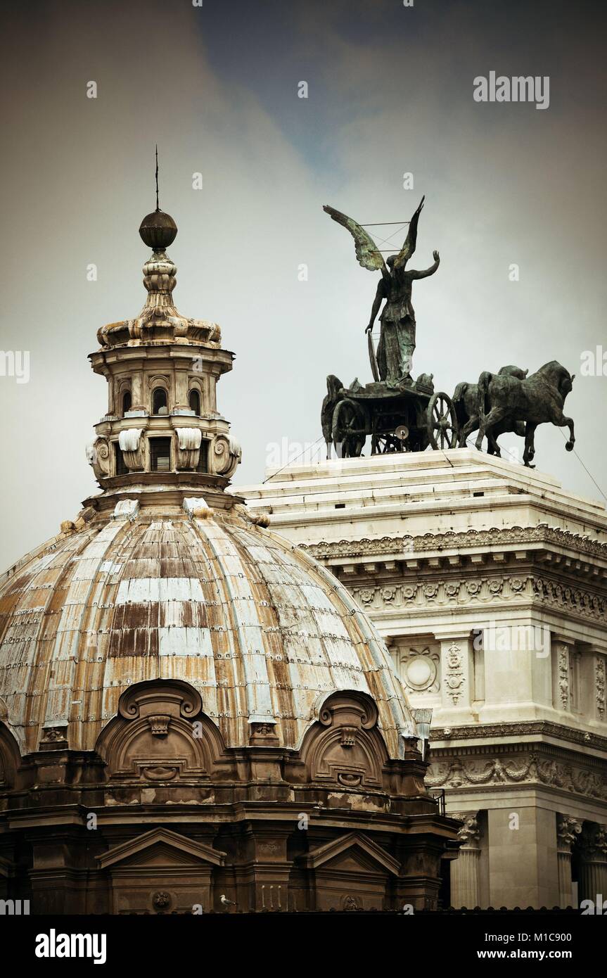 Rome Forum with dome and sculpture. Italy Stock Photo - Alamy